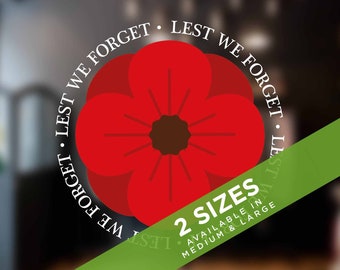 2 X 10cm Lest We Forget Poppy Vinyl Stickers - Remembrance Day Memorial ...