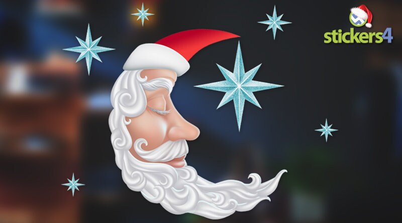 Santa Moon & Stars Christmas Window Cling/seasonal Sticker | Etsy UK
