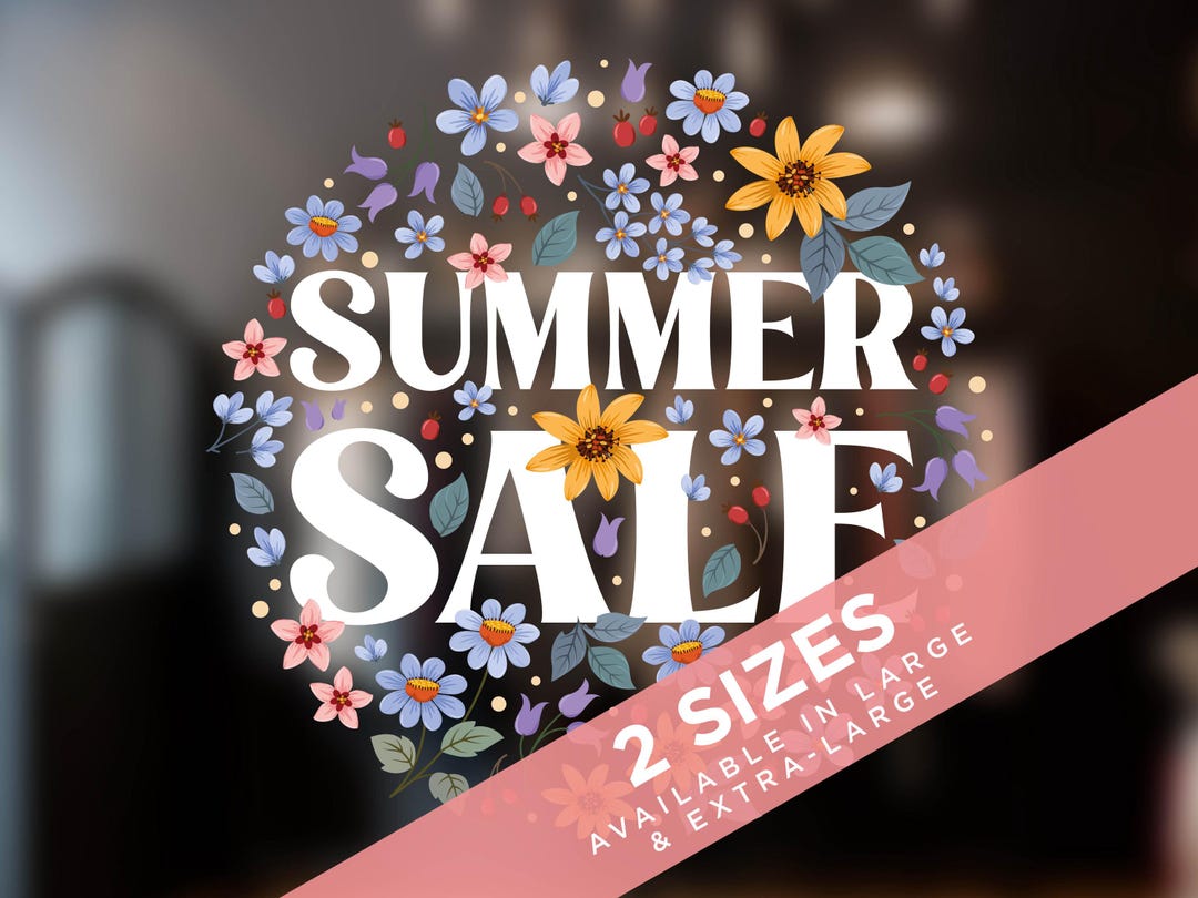 Summer Sale With Foliage Window Sticker Sale Window Cling for Retail ...