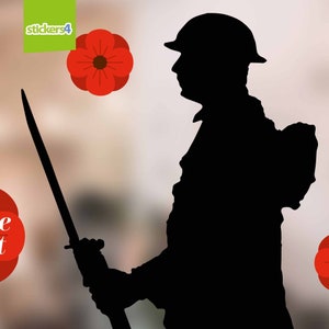 Soldier Silhouette With Poppies - Remembrance Day Window Decoration - Etsy
