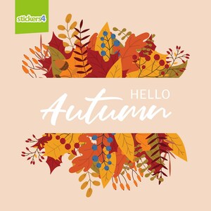 Hello Autumn Script With Foliage Window Stickers - Etsy