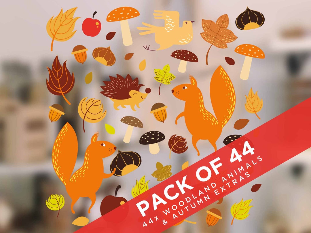 Autumn Woodland Window Cling Pack/stickers/decals/autumn/fall Stickers ...