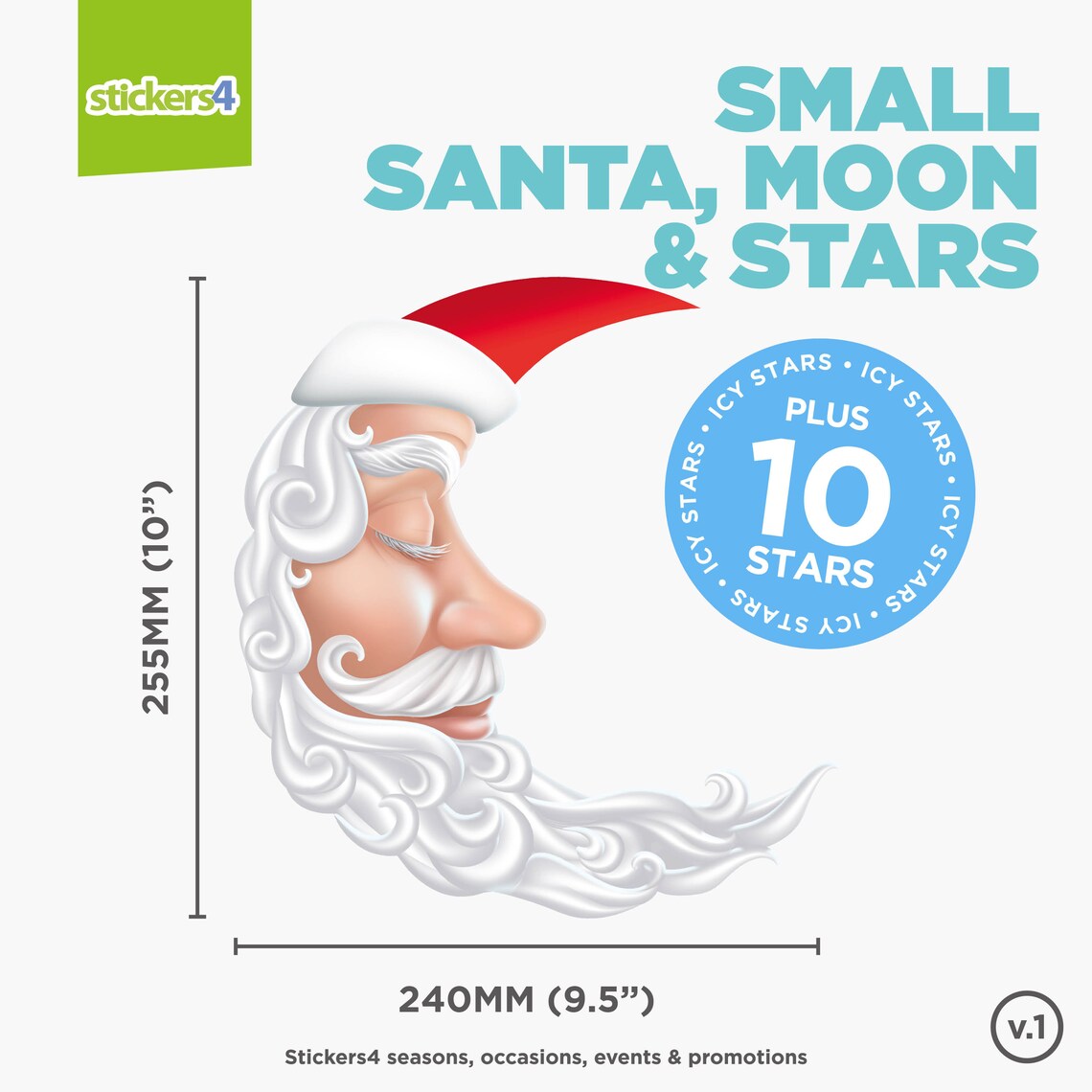 Santa Moon & Stars Christmas Window Cling/seasonal Sticker - Etsy UK