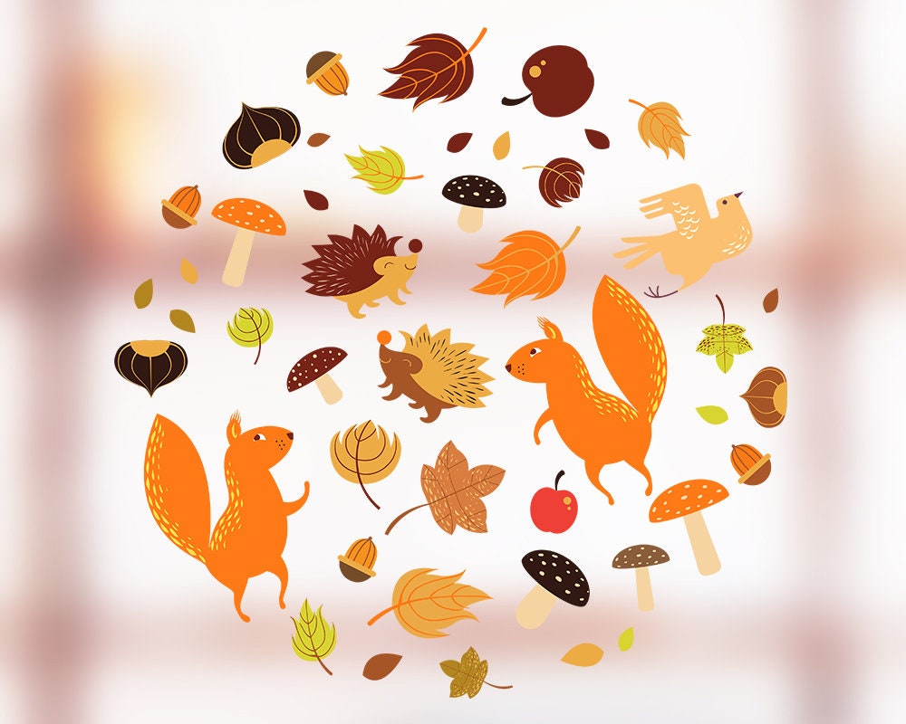 Autumn Woodland Window Cling Pack/stickers/decals/autumn/fall - Etsy
