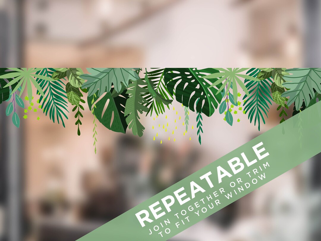 Jungle Leaves Border - Summer Foliage Window Cling Sticker - Etsy