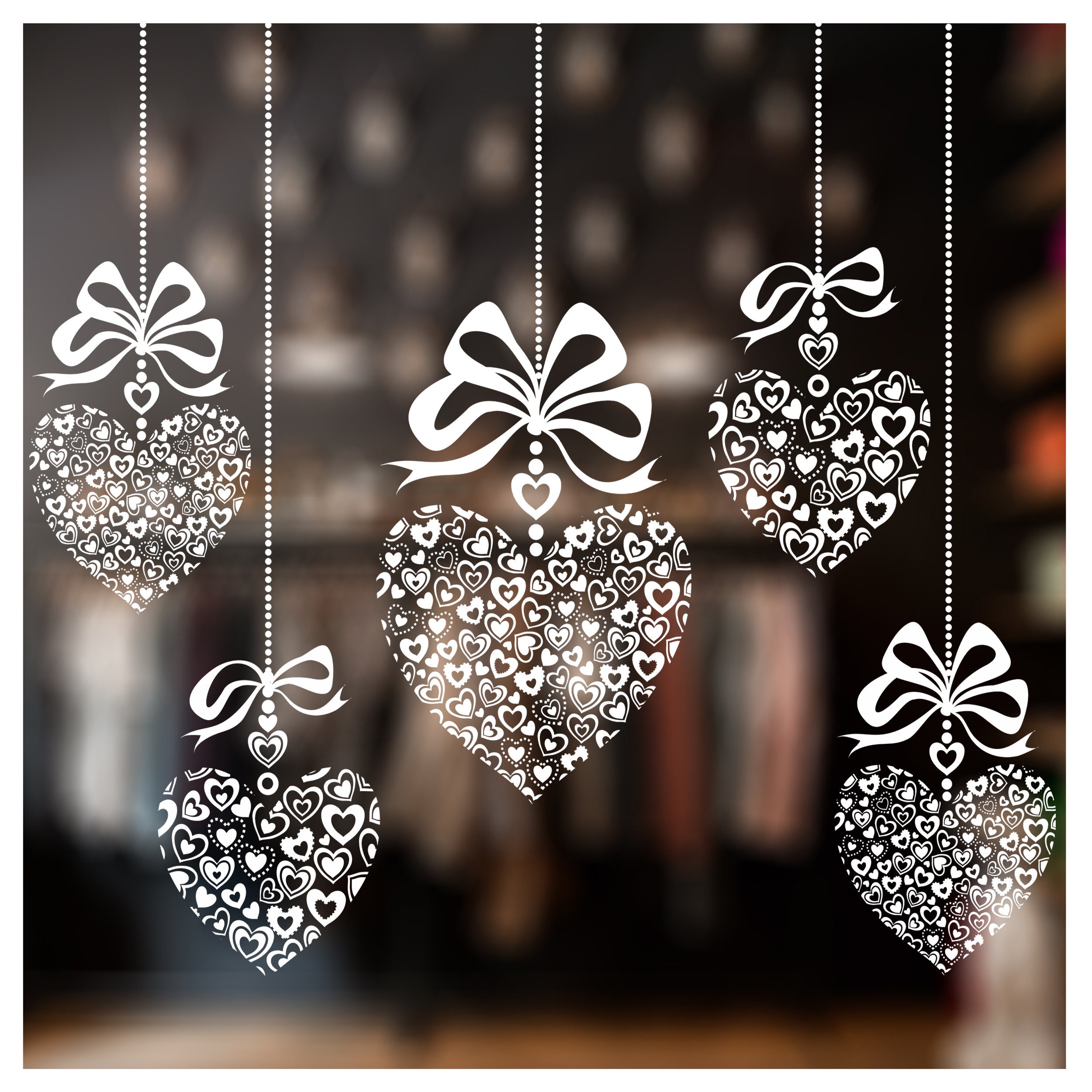 Hanging Hearts and Bows Window Decorations Valentine's - Etsy UK