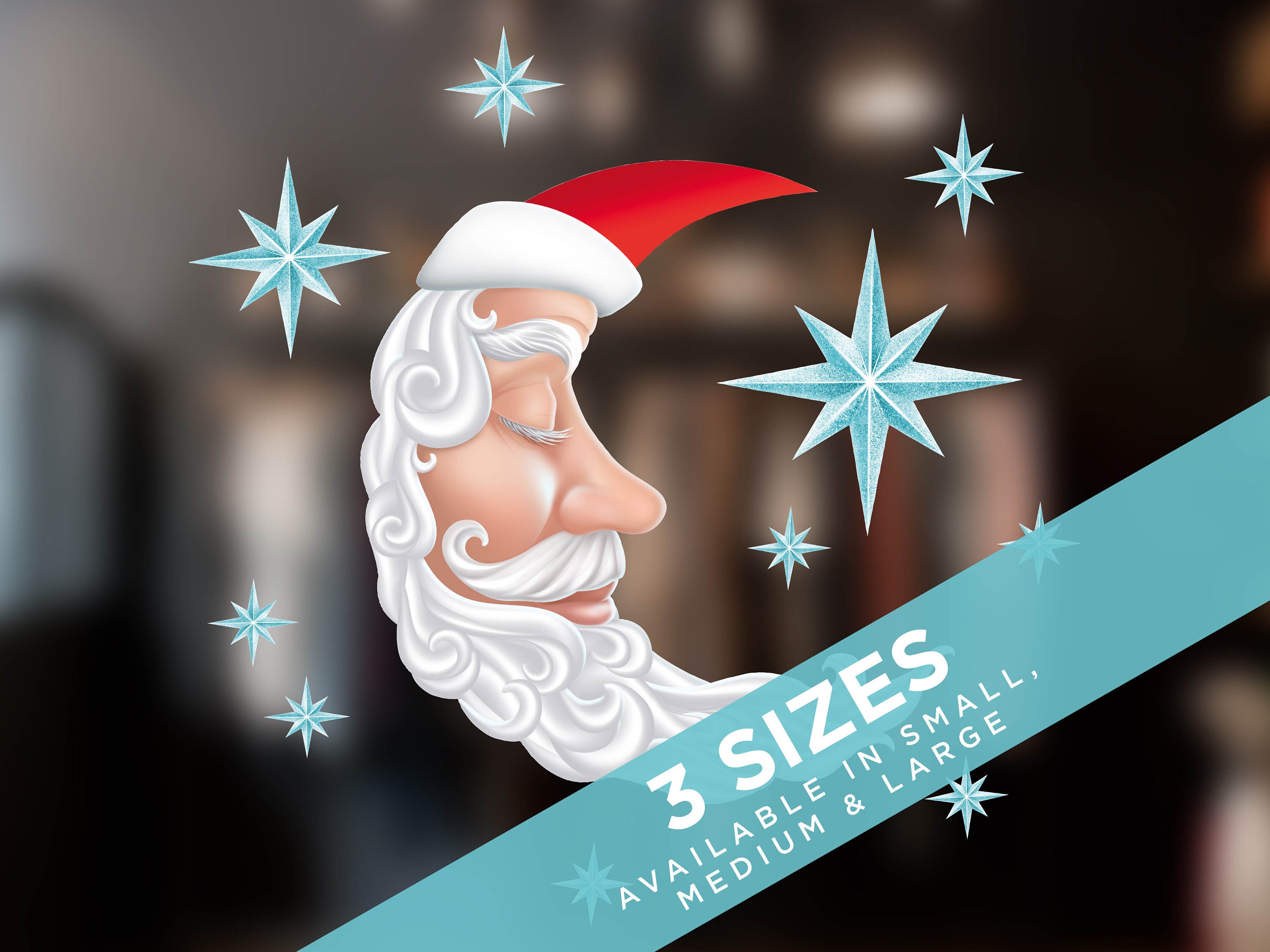 Santa Moon & Stars Christmas Window Cling/seasonal Sticker - Etsy UK
