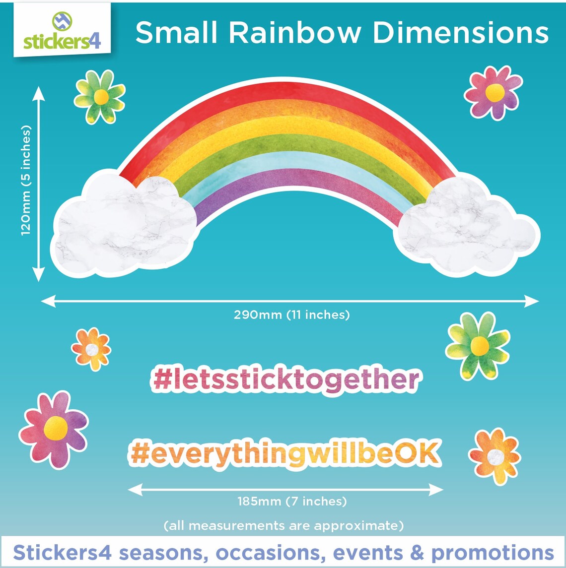 Rainbow Wall Stickers Rainbow Window Sticker NHS Charity - Etsy