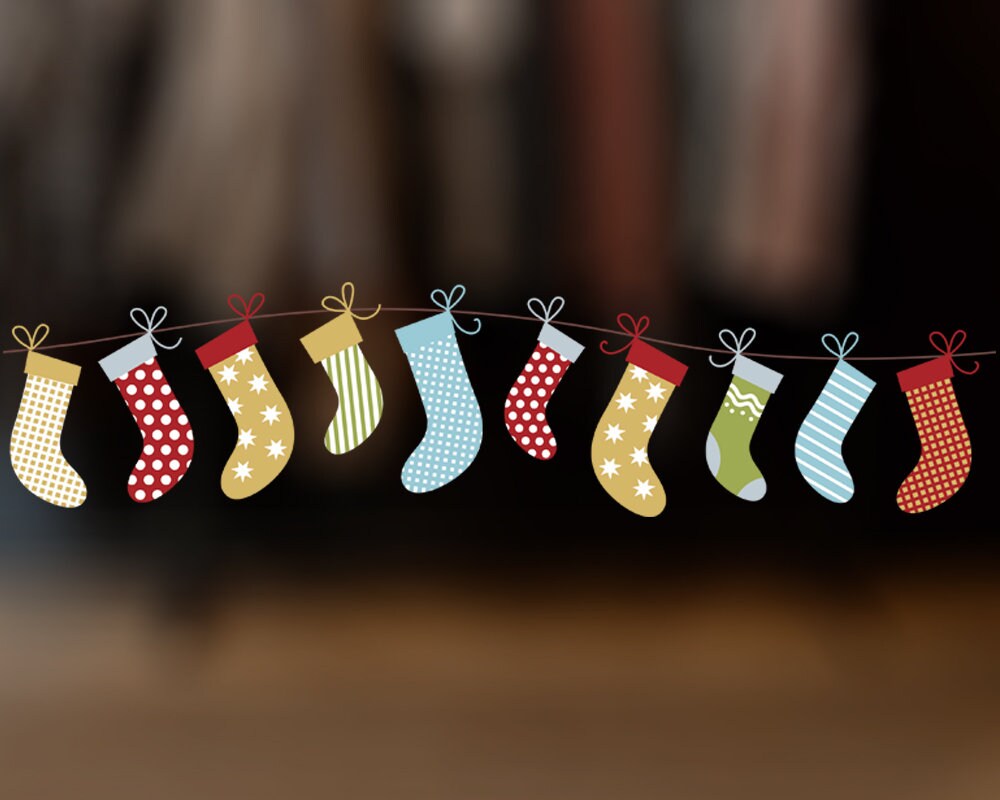 Vintage Hanging Stockings Border Window Cling/christmas - Etsy