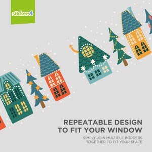 Christmas Village Scandi Style Window Sticker Border - Xmas Illustrated ...