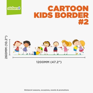 Cartoon Kids Border Window Decal #2, Back to School Window Decoration ...