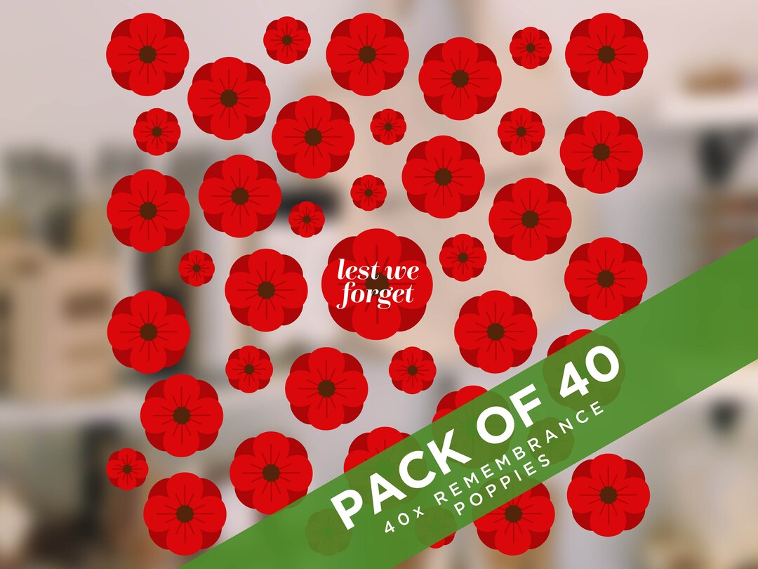 Pack of 40 Remembrance Poppy Window Stickers - Etsy