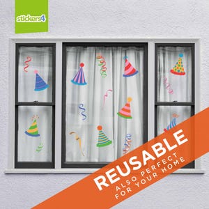 Pack of Party Hats and Streamer Window Stickers - Etsy