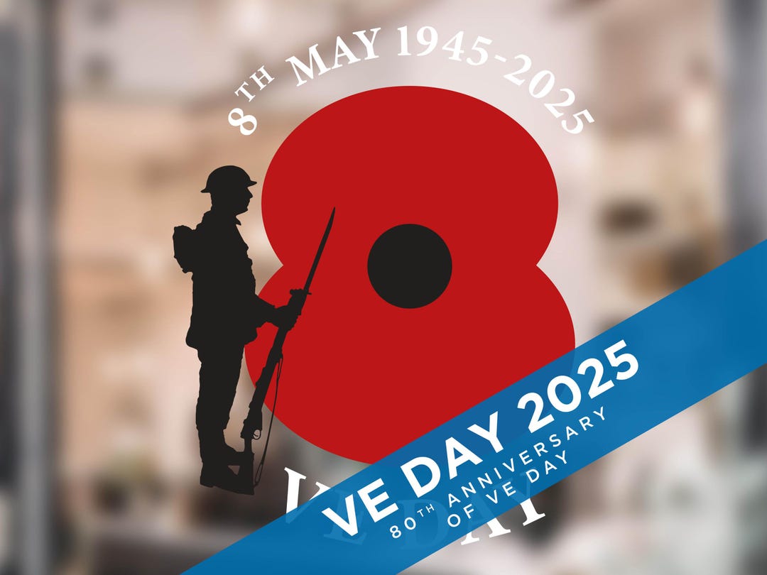VE Day 2025 Poppy With Soldier Roundel Window Sticker - Etsy