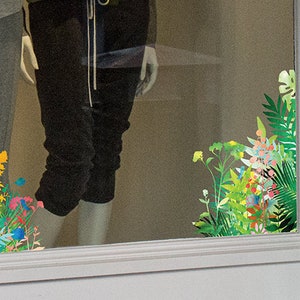 Jungle Foliage Floral Spring & Summer Window Cling Sticker | Etsy