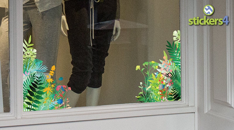 Jungle Foliage Floral Spring & Summer Window Cling Sticker | Etsy