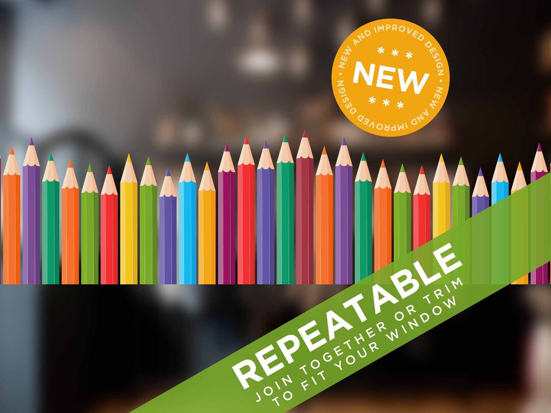 Back to School Coloured Pencils Border Window Decal - Etsy