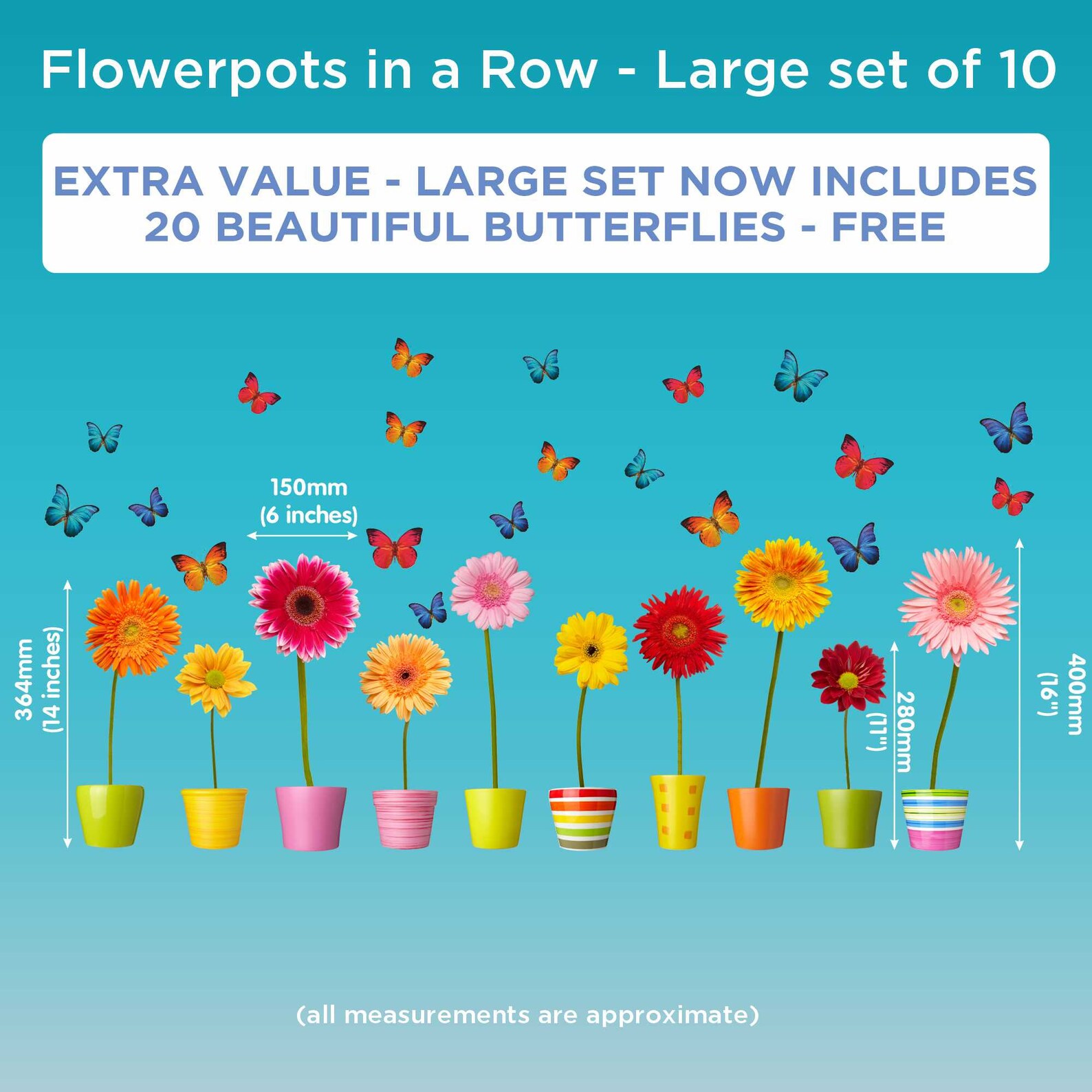 Flower Pots Window Stickers 10 Individual Colourful Flowers | Etsy