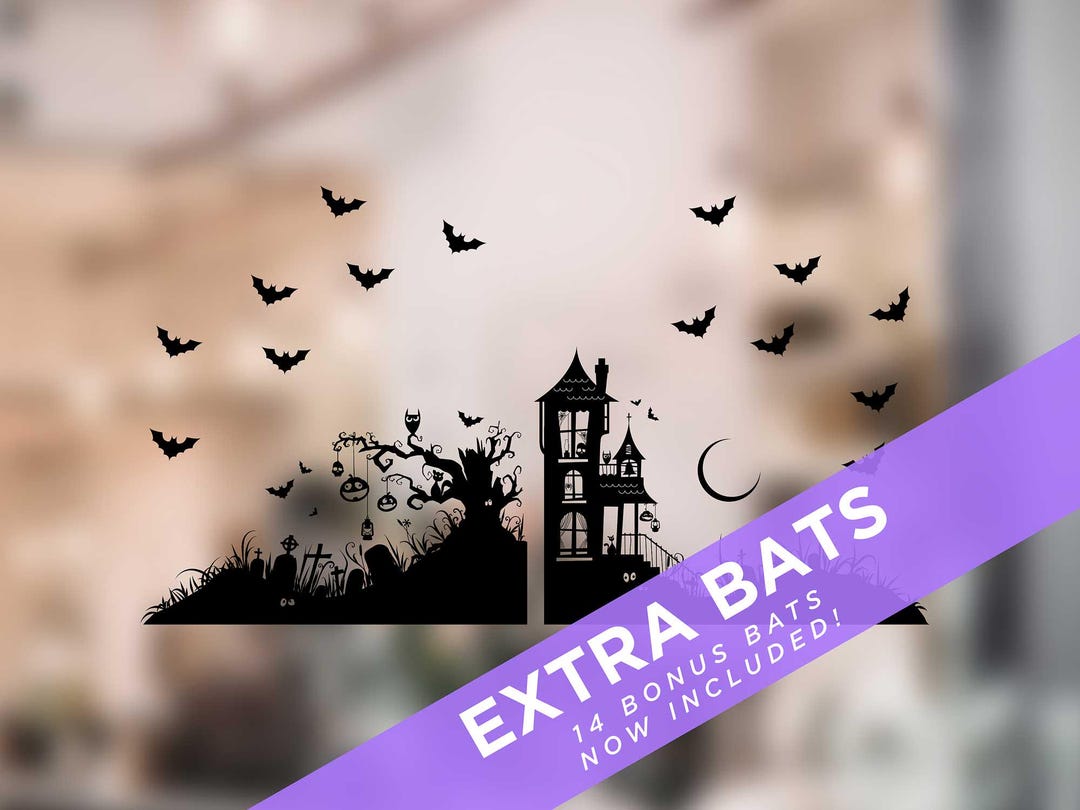 Haunted House Window Stickers (white or Black). Halloween Corner Window ...