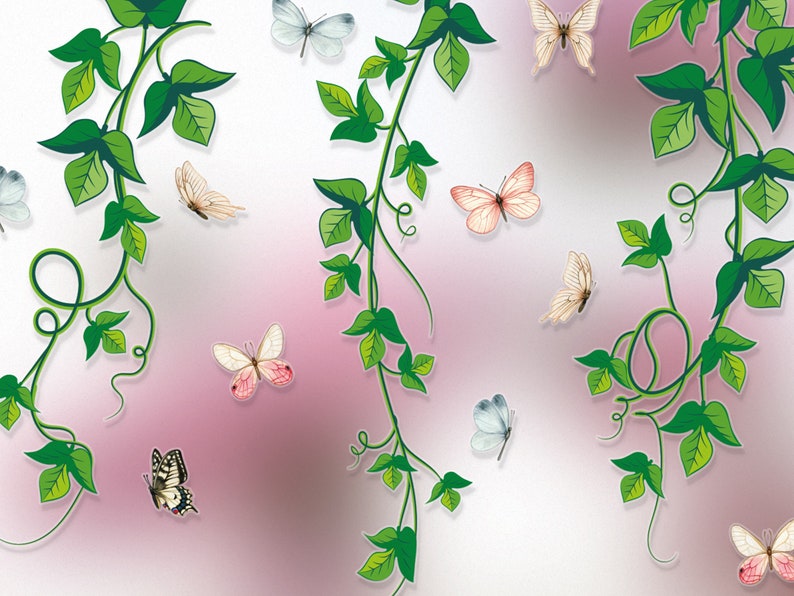 Ivy & Butterflies DOUBLE SIDED Window Cling Stickers Pack of - Etsy