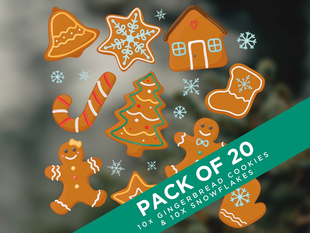 Gingerbread Cookie Window Clings: Festive Christmas Display (pack of 20 ...