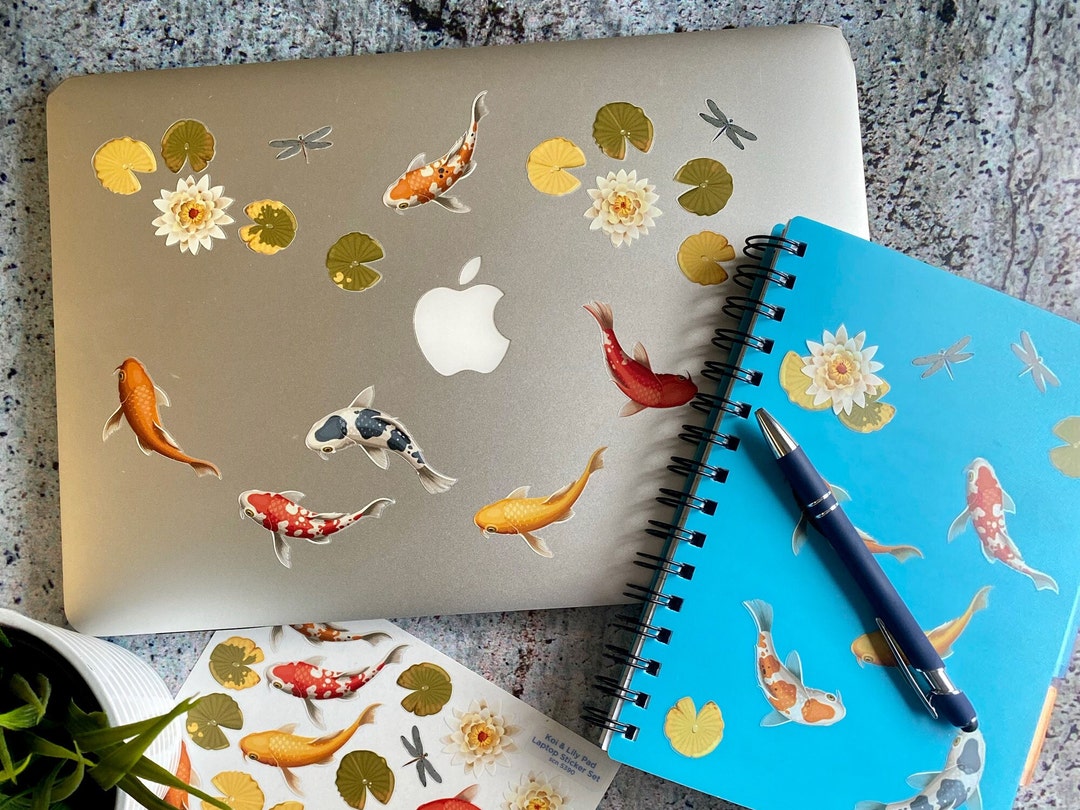 Koi Carp Fish Laptop Stickers - Japanese Garden Reusable Sticker Pack ...