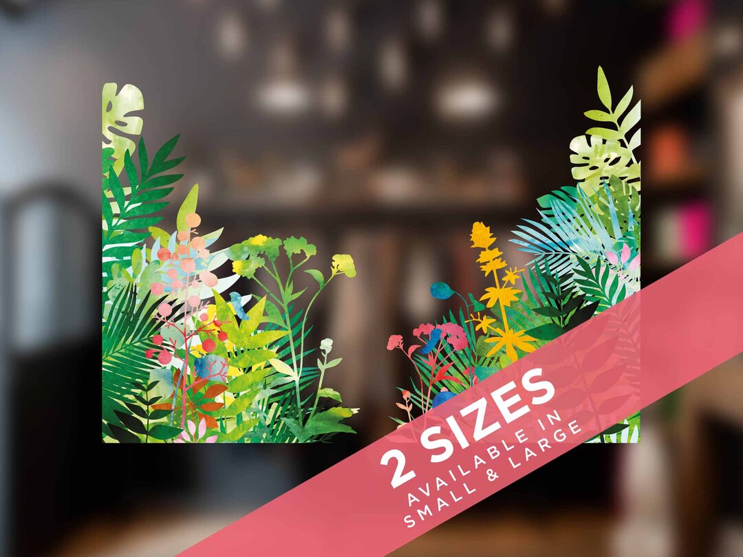 Jungle Foliage Floral Spring & Summer Window Cling Sticker Corners ...