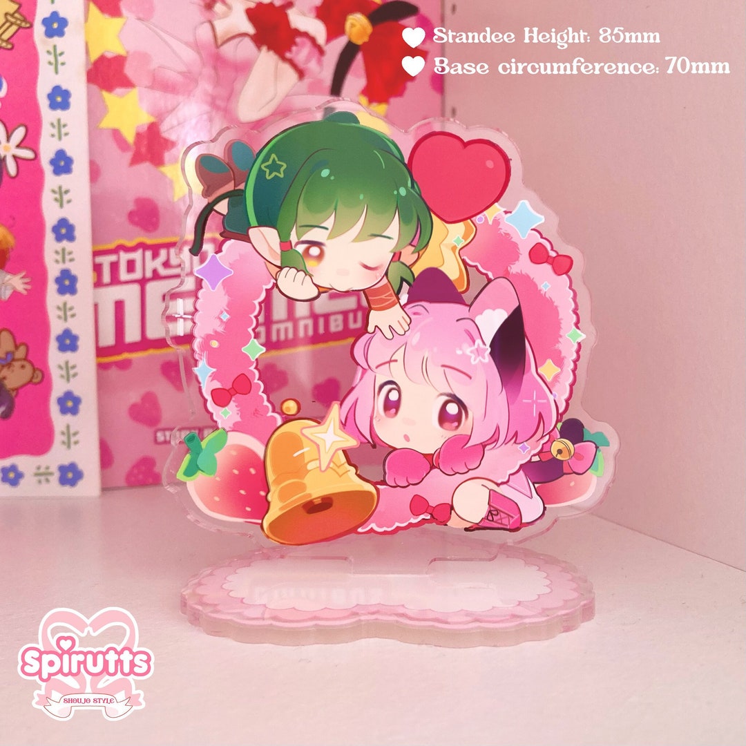 ACRYLIC FIGURE Mew Mew Check Double-sided Acrylic / Frill Heart Shaped ...