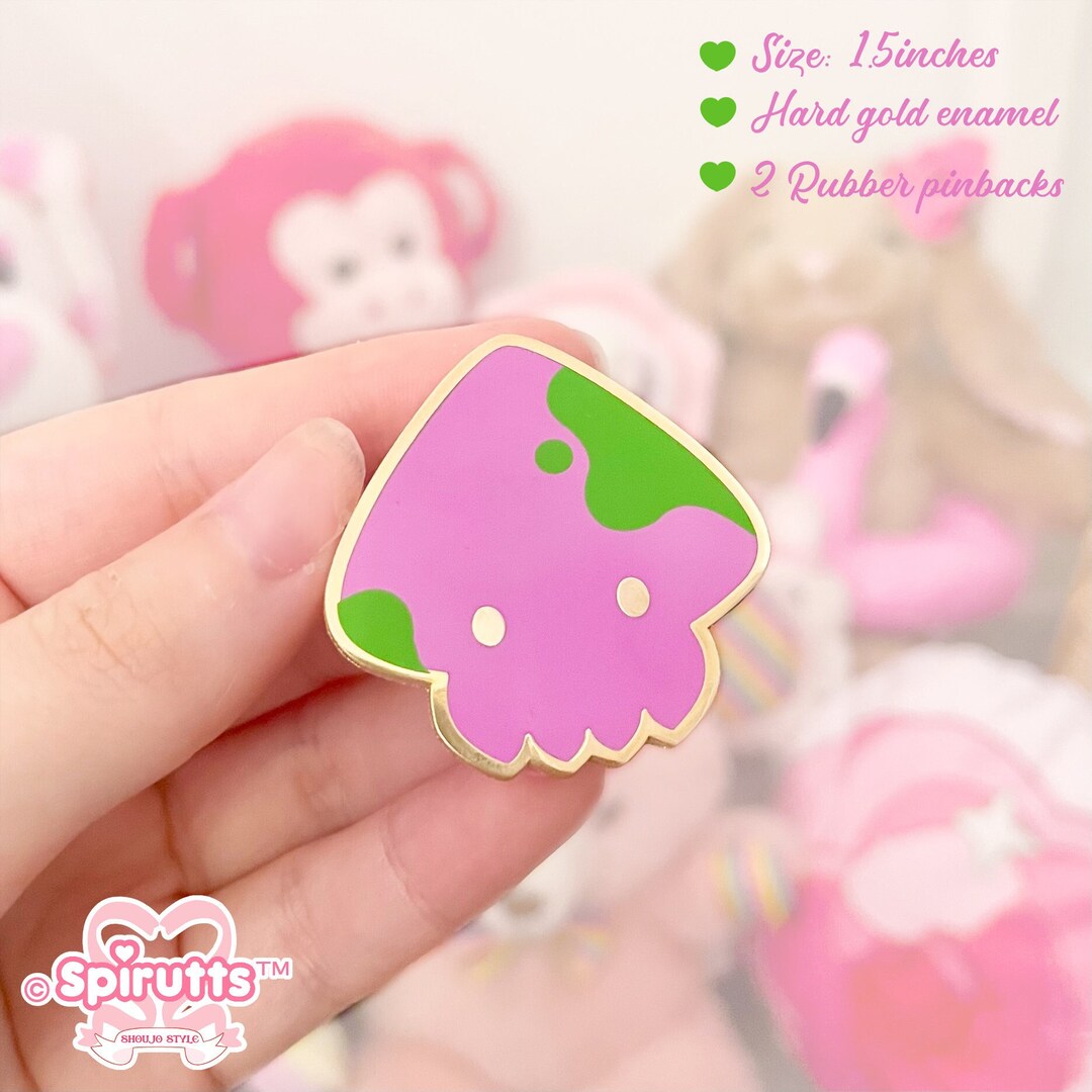 PIN - Splat Kid! - Gold Plating/hard Enamel/pink Heart Rubber Pinback ...