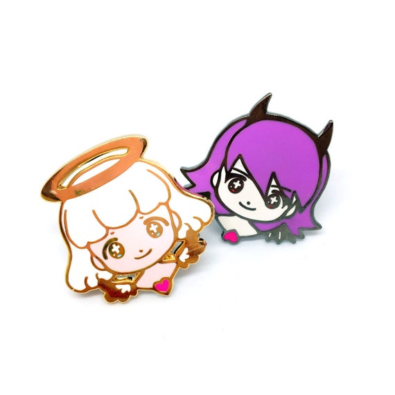 Pins Angel and Demon Girls Gold Platingblack | Etsy
