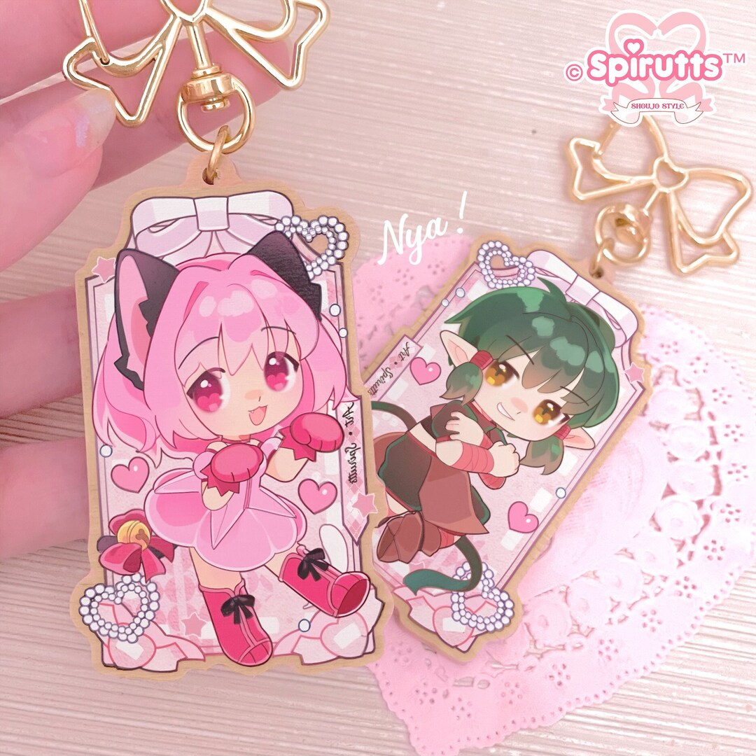 Keychain(s) - Mew Mew Couple! - Double-sided Wooden Charm/matching Pair ...