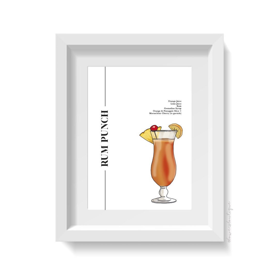 Rum Punch Cocktail Recipe Print, Ingredients for Rum Punch Drink ...