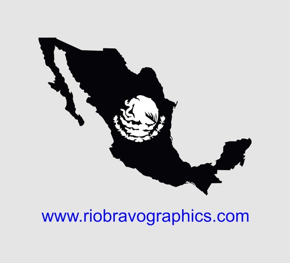 Mexico Map With Mexican Emblem | Etsy