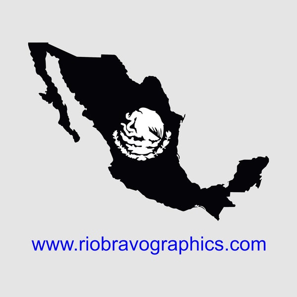 Mexico Map With Emblem - Etsy