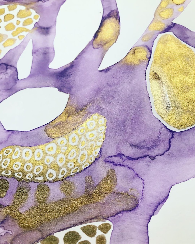 Purple and Gold Modern Watercolor - Etsy