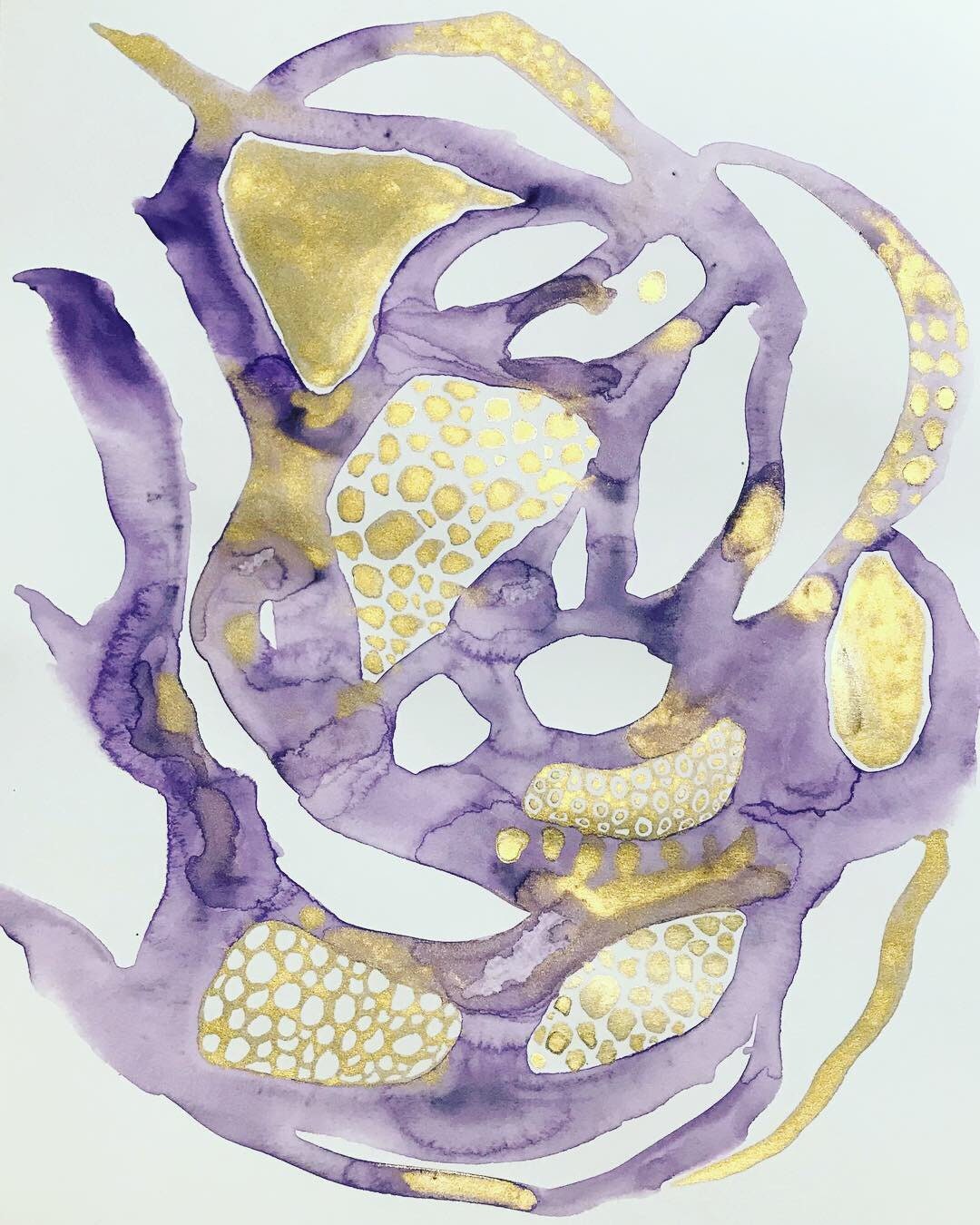 Purple and Gold Modern Watercolor - Etsy