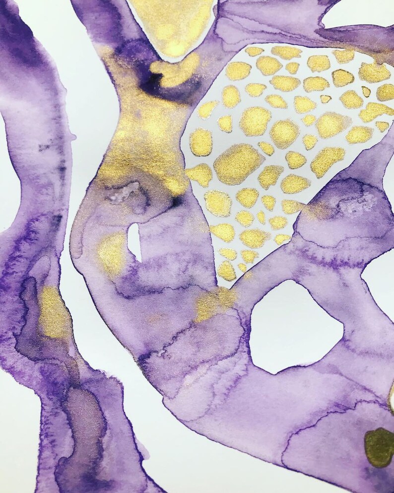 Purple and Gold Modern Watercolor - Etsy