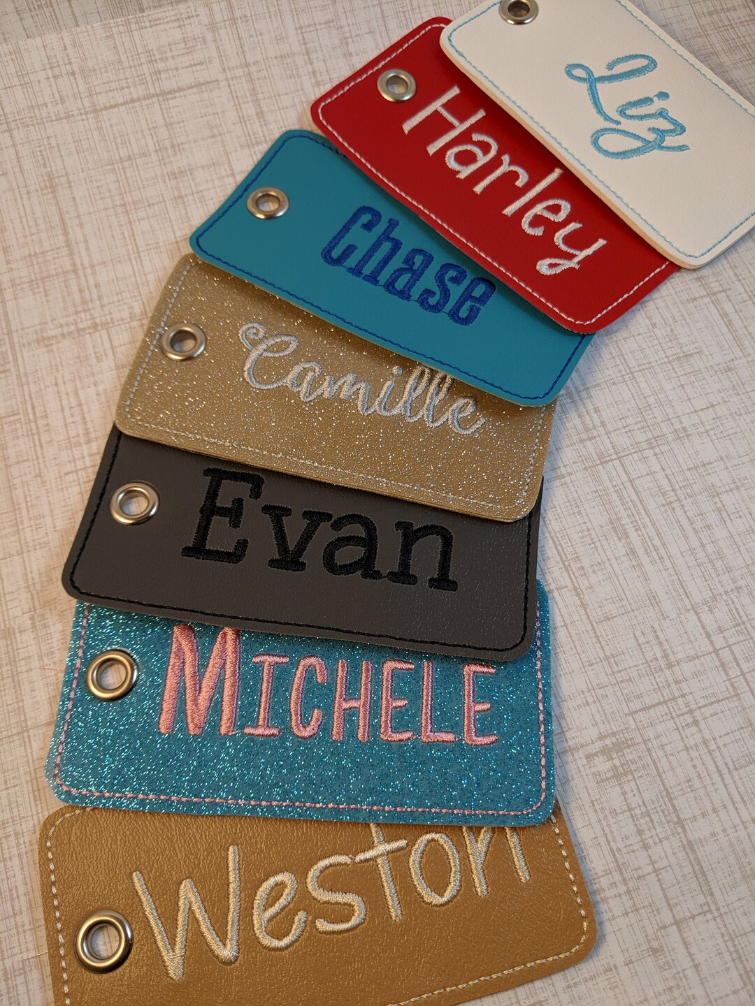 Personalized Name Tag, Luggage Tag, Embroidered Name, Personalized Tag ...