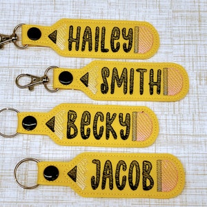 Custom School Nametag, Pencil Keychain, School Keychain, Backpack ...