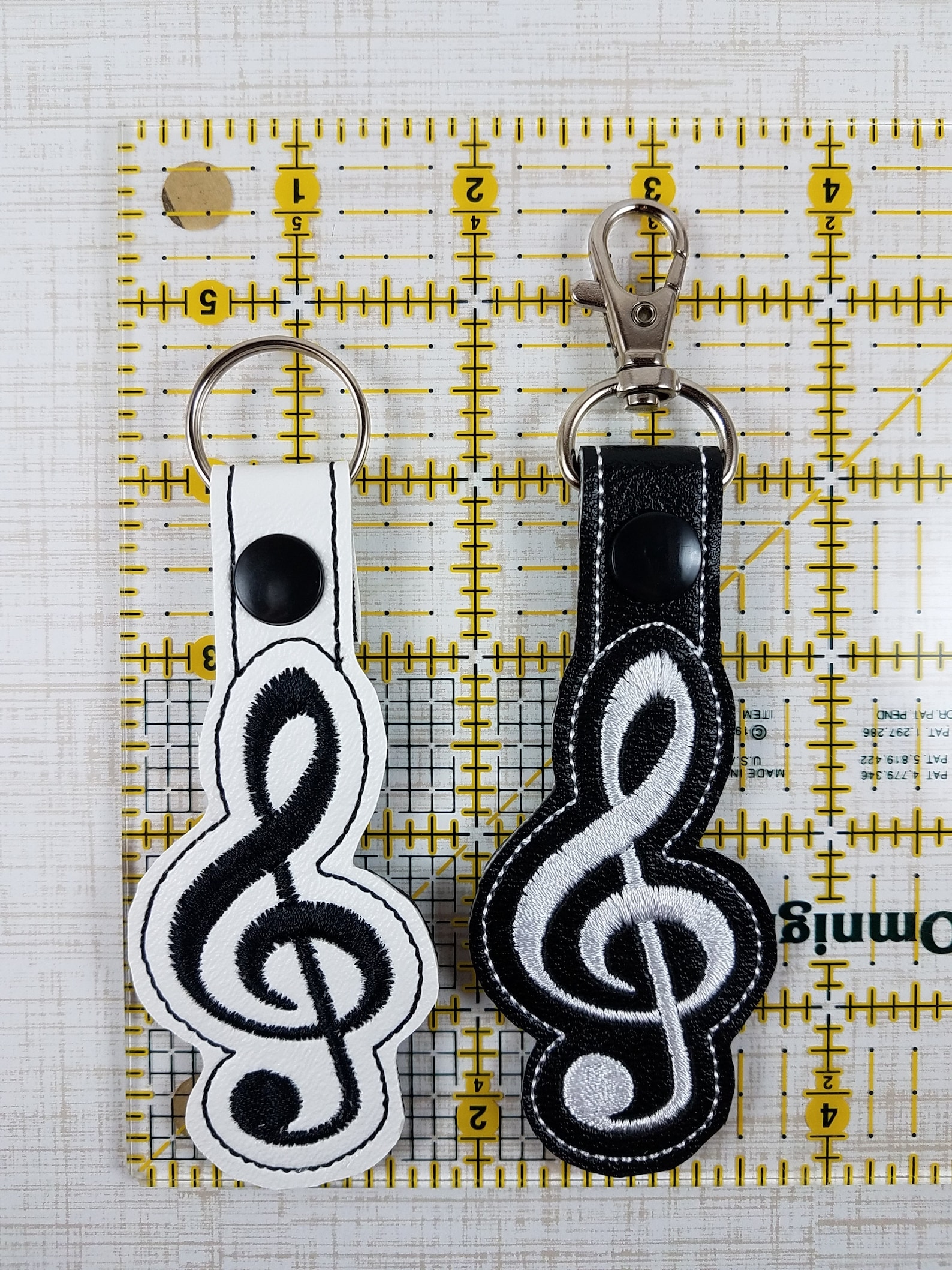 Music Keychain Treble Clef Keychain Embroidered Choir Gift | Etsy