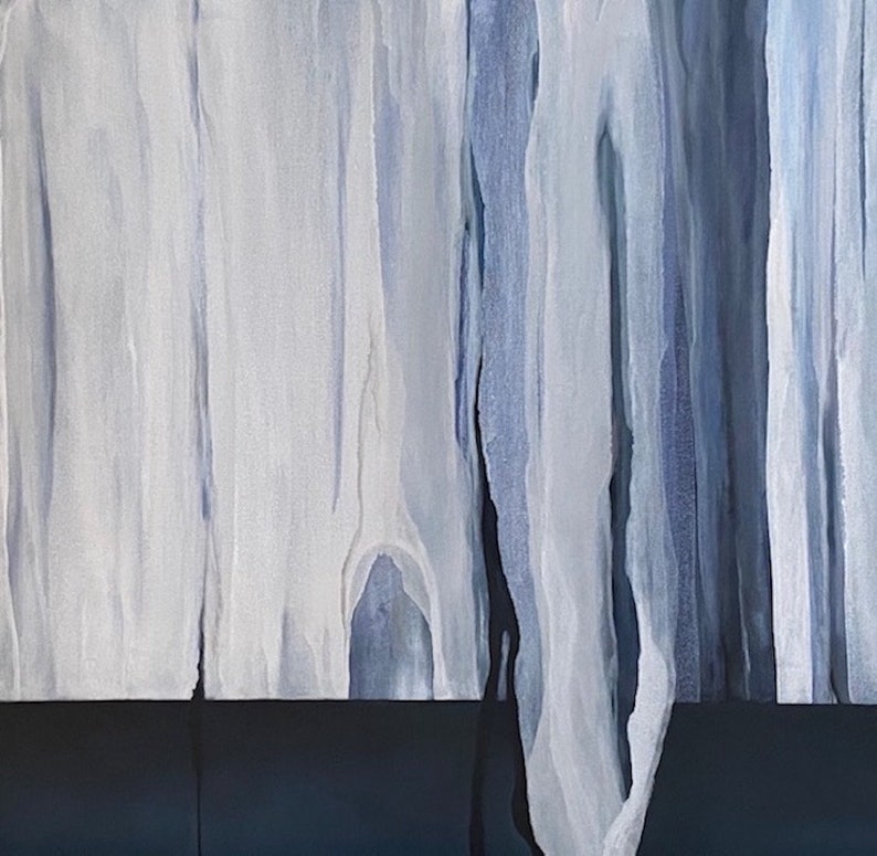 Indigo Cascade Blue Abstract Painting Art Dallas Texas Wall - Etsy