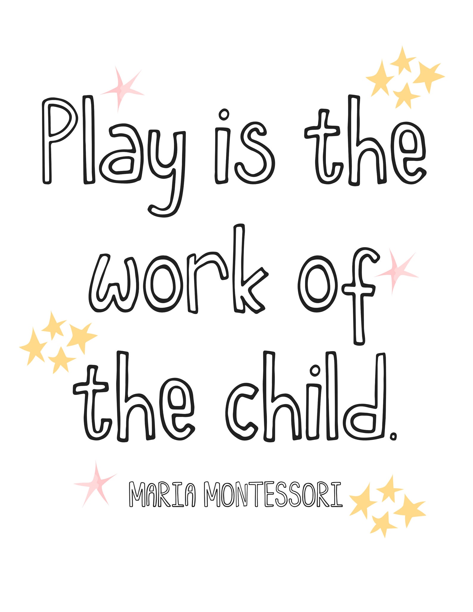 Maria Montessori Play Quote Art Printable Montessori Etsy