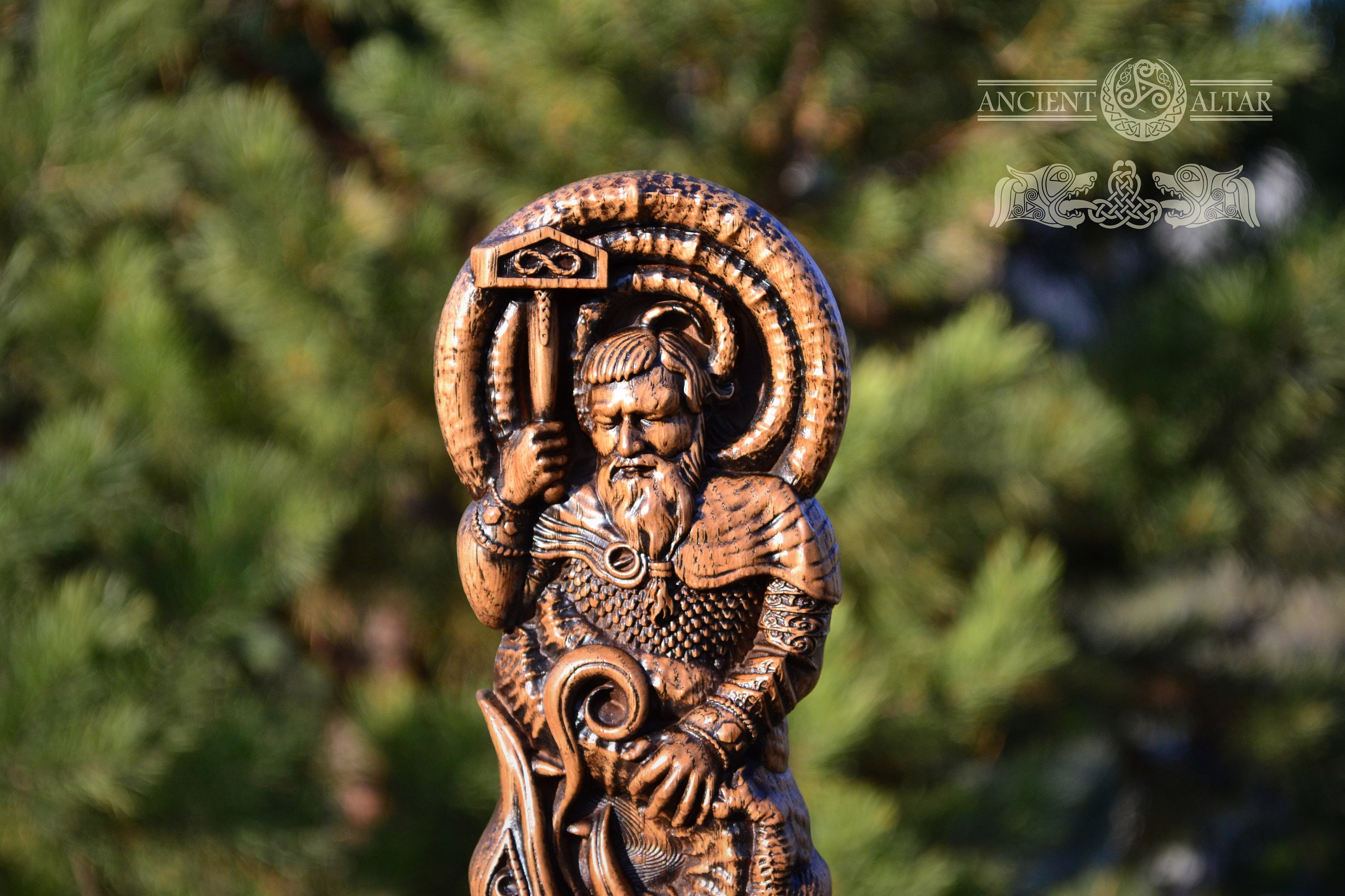 Thor Statue Ragnarok Mjollnir Norse Gods Wood Carving - Etsy