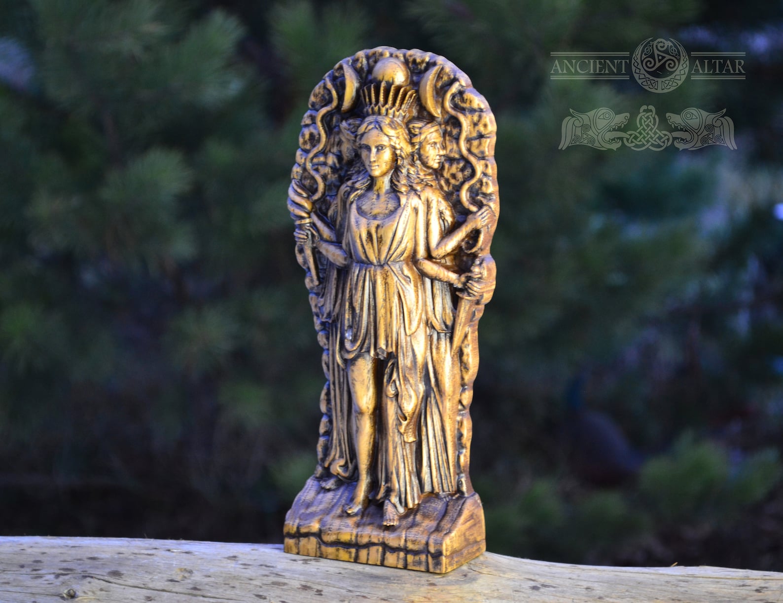 Oak Hecate Statue – Greek Goddess Figurine, Pagan Altar Decor - Etsy