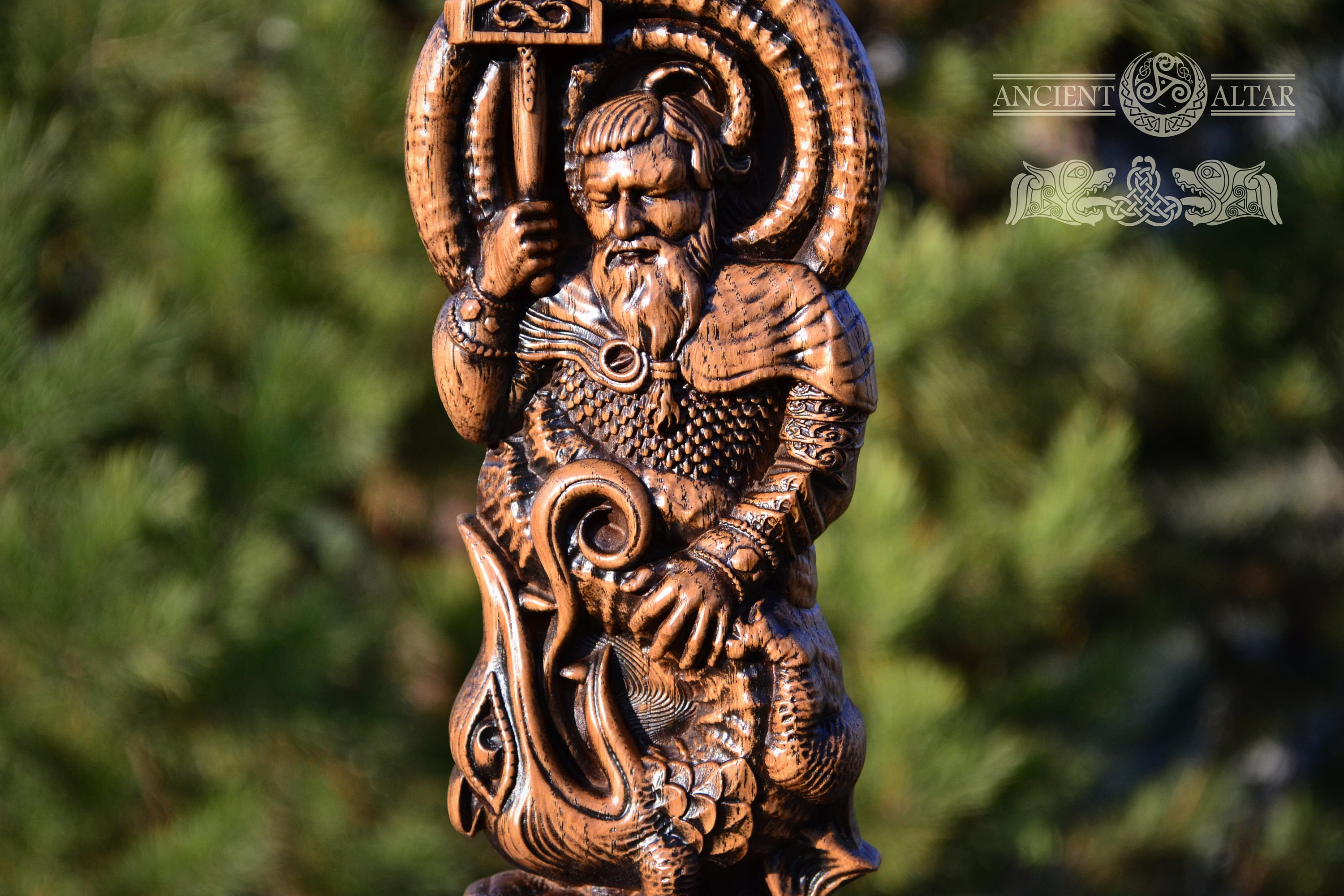 Thor Statue Ragnarok Mjollnir Norse Gods Wood Carving - Etsy