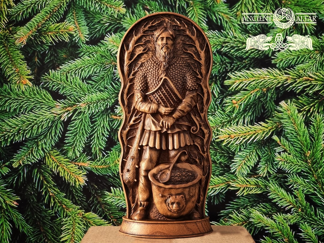 Dagda Statue – Oak Figurine of Irish Celtic God of Strength and ...
