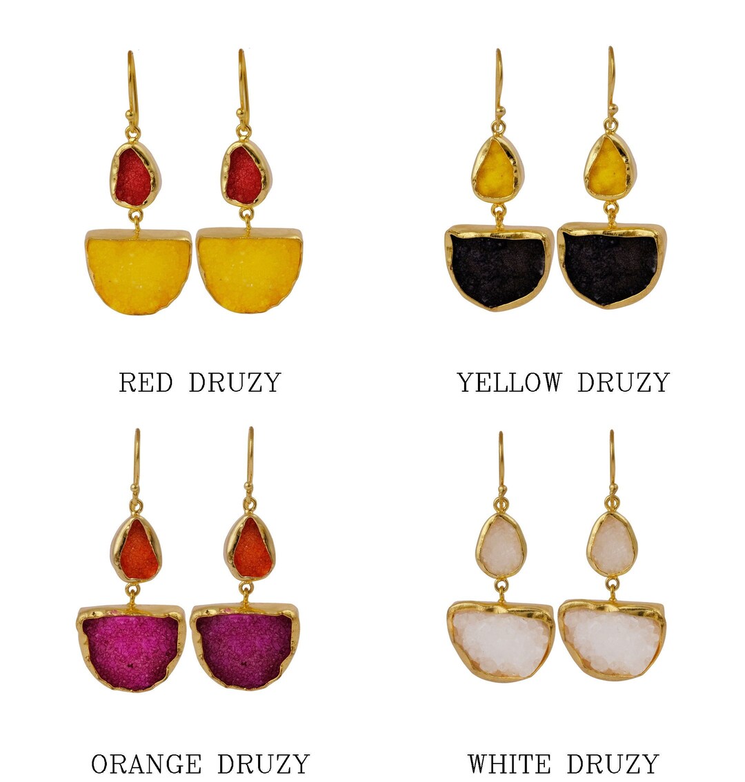 Red Druzy Energy Giving Jewelry Earrings, Red Drop & Dangle Earrings ...