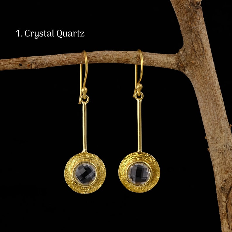 Pretty Gold Plated Handmade Hook Earring Pair, Crystal, Amethyst ...