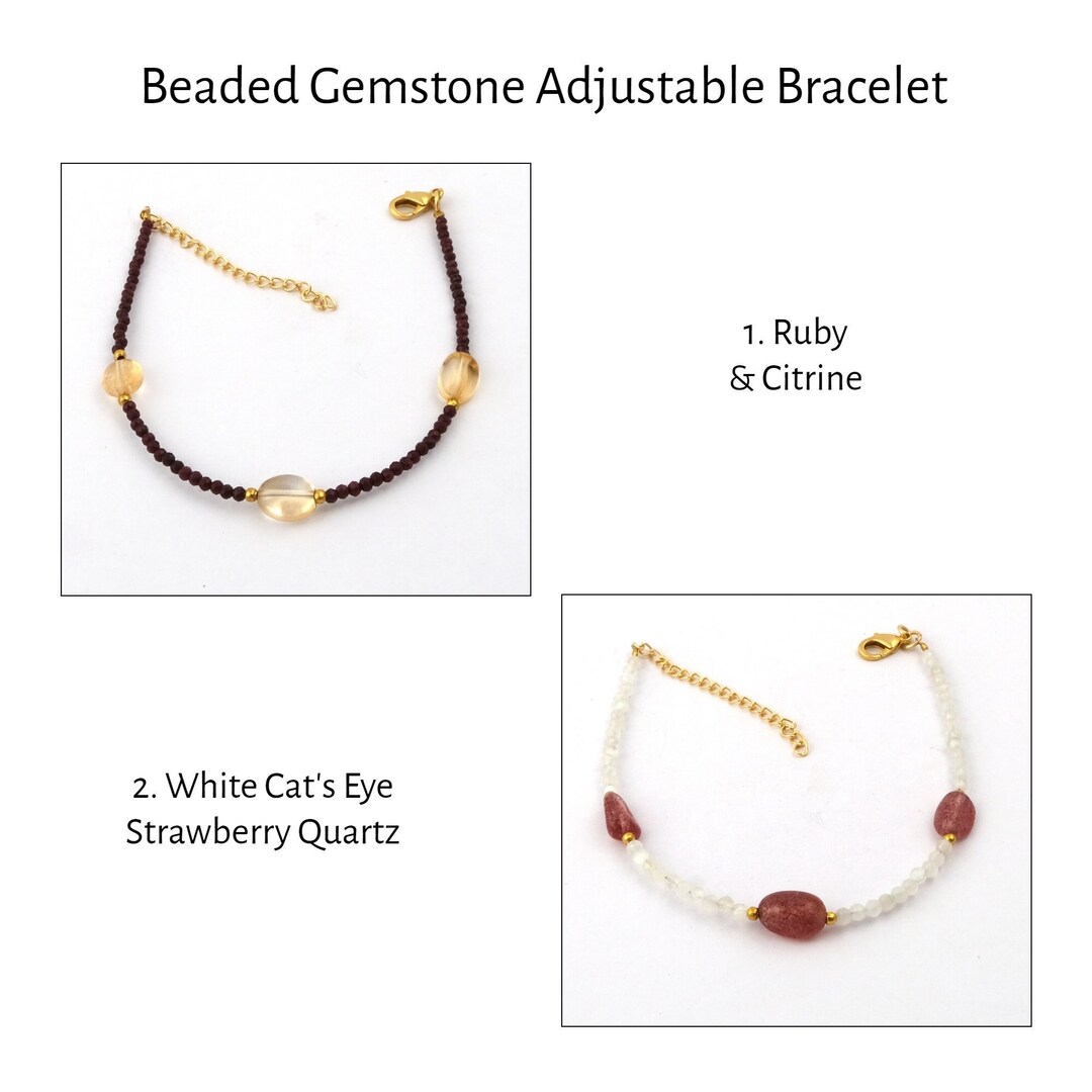 Double Gemstone Beaded Adjustable Bracelets, Beautiful Handmade Beads ...