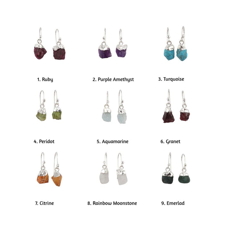 Natural Ruby Gemstone Earrings-silver Plated Raw Gemstone Jewelry, Gift ...